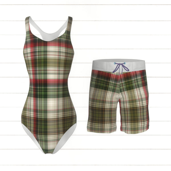 Sage Green, Forest Green, and Red Plaid - Raspberry Creek Fabrics