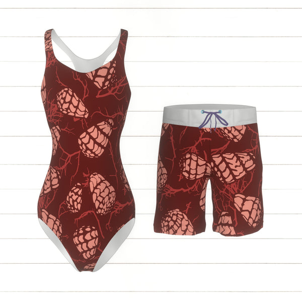 Holiday Red, Hebrew Cone Shells and Limu Seaweed - Raspberry Creek Fabrics