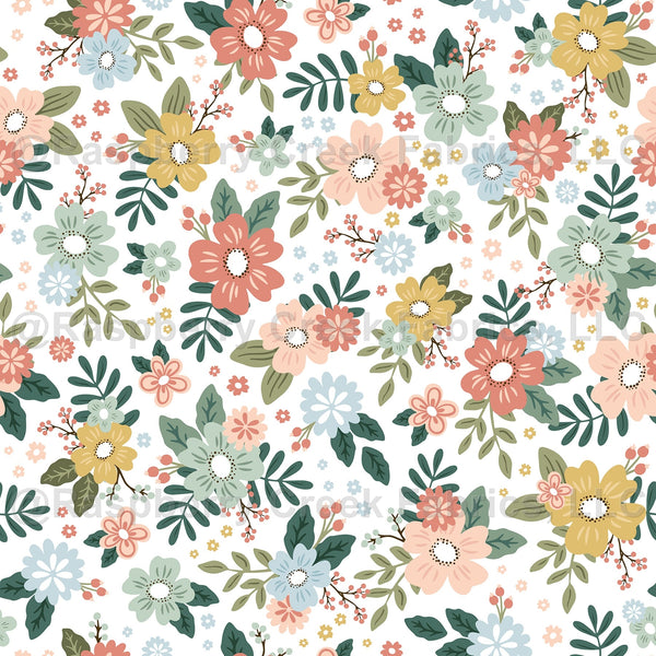 Kinley Blooms | multi colored flowers tossed on a white background ...