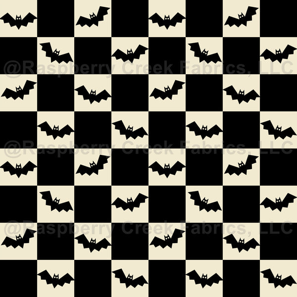 Checkered Halloween Bats in Black and White (Cream), Bat Checkerboard ...