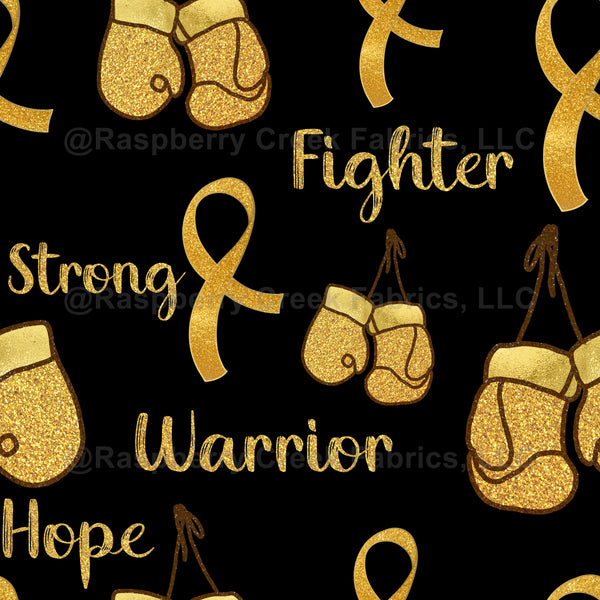 Childhood Cancer Awareness Boxing Gloves and Words on Black - Raspberry ...