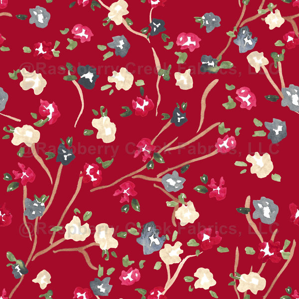 Peony and Joy Collection - Red Ditsy Floral Watercolor - Christmas ...