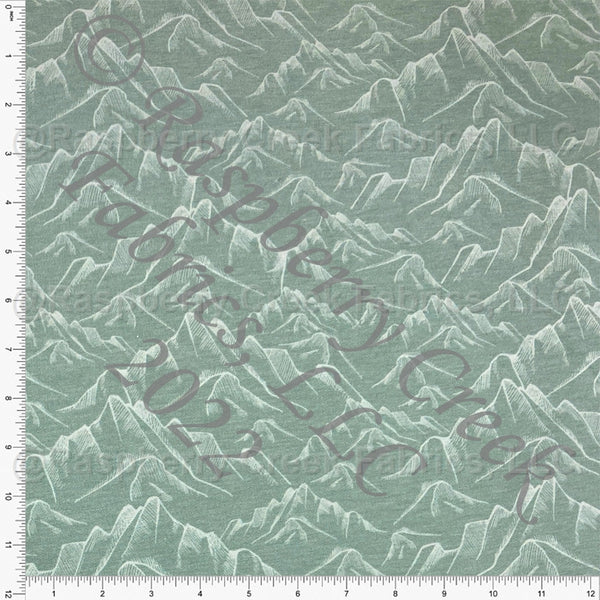 Two Tone Dusty Green and Light Green Sketeched Mountain Heathered ...