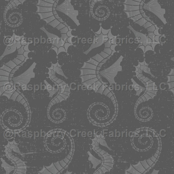 Under The Sea Gray Ghost Seahorse - Raspberry Creek Fabrics