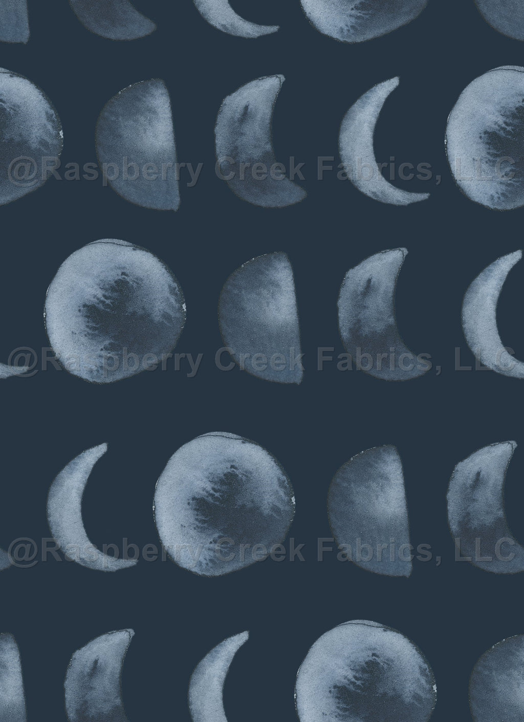 Large Moon Phases, Watercolor Moons on Navy Blue Background - Raspberry ...