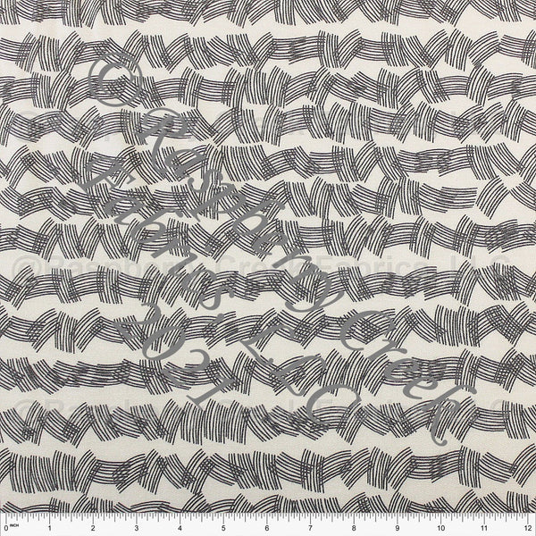 Grey and Cream Geometric Crosshatch Heathered FLEECE Sweatshirt Knit ...