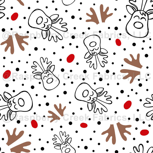 Red Nosed Reindeer Doodle - Raspberry Creek Fabrics