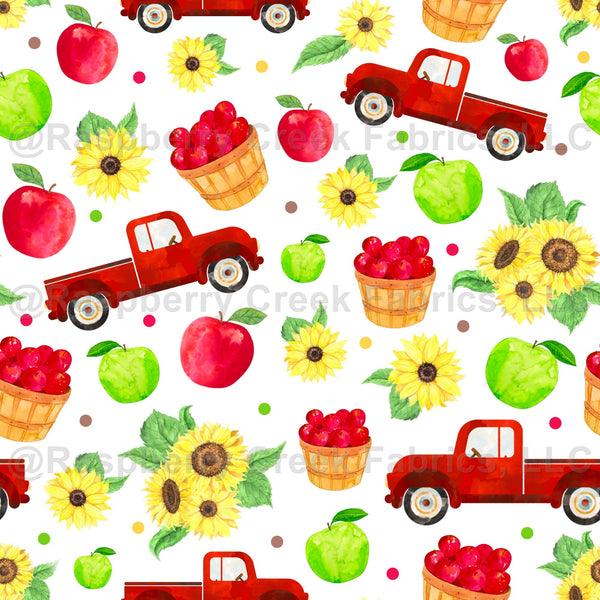 Country Roads Take Me Home Red Trucks Apples Sunflowers - Raspberry ...