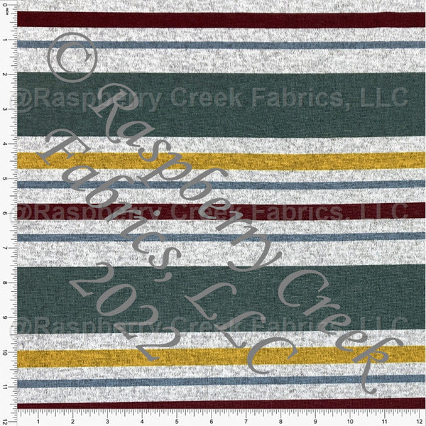 Dusty Green Mustard Burgundy and Dusty Blue Multi Stripe Brushed ...
