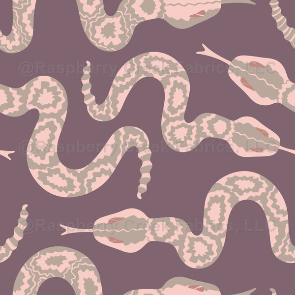 Rattlers Desert Rattle Snakes in Blush Pink Gray Dark Mauve - Big Sky ...