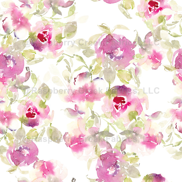 Watercolor floral | Persephone Rose Collection - Raspberry Creek Fabrics