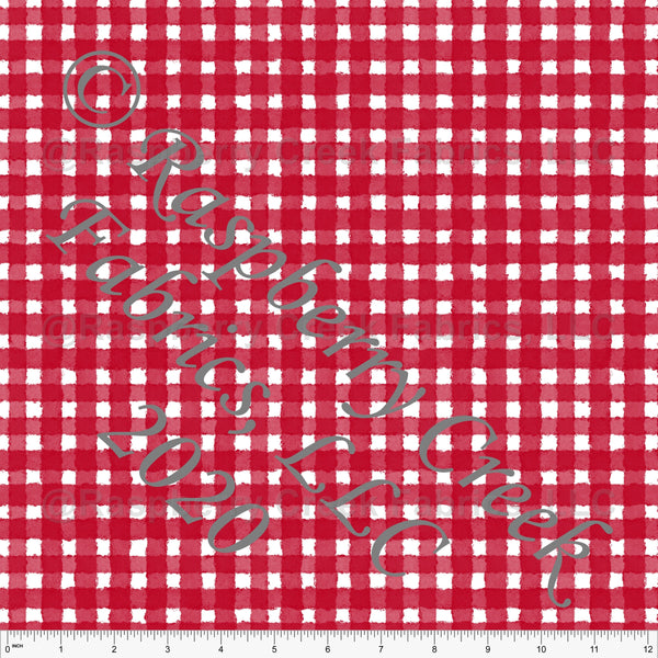 Red and White Painted Check Gingham, By Bri Powell for Club Fabrics ...