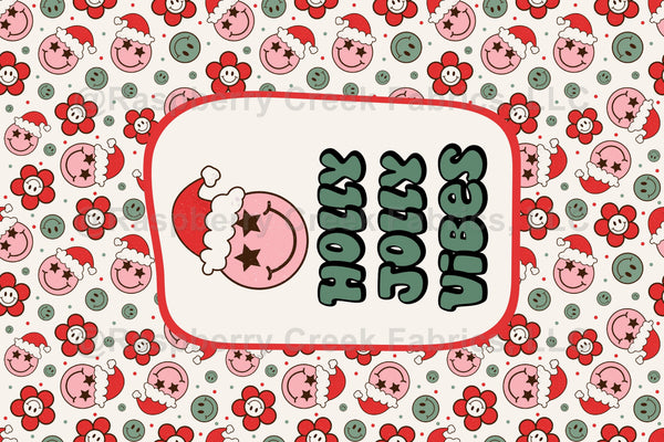 Holly Jolly Vibes Retro Santa Smiley Face Panel Groovy Christmas Colle ...
