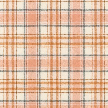 Coral Rust Grey and Cream Plaid Robert Kaufman Mammoth Flannel ...