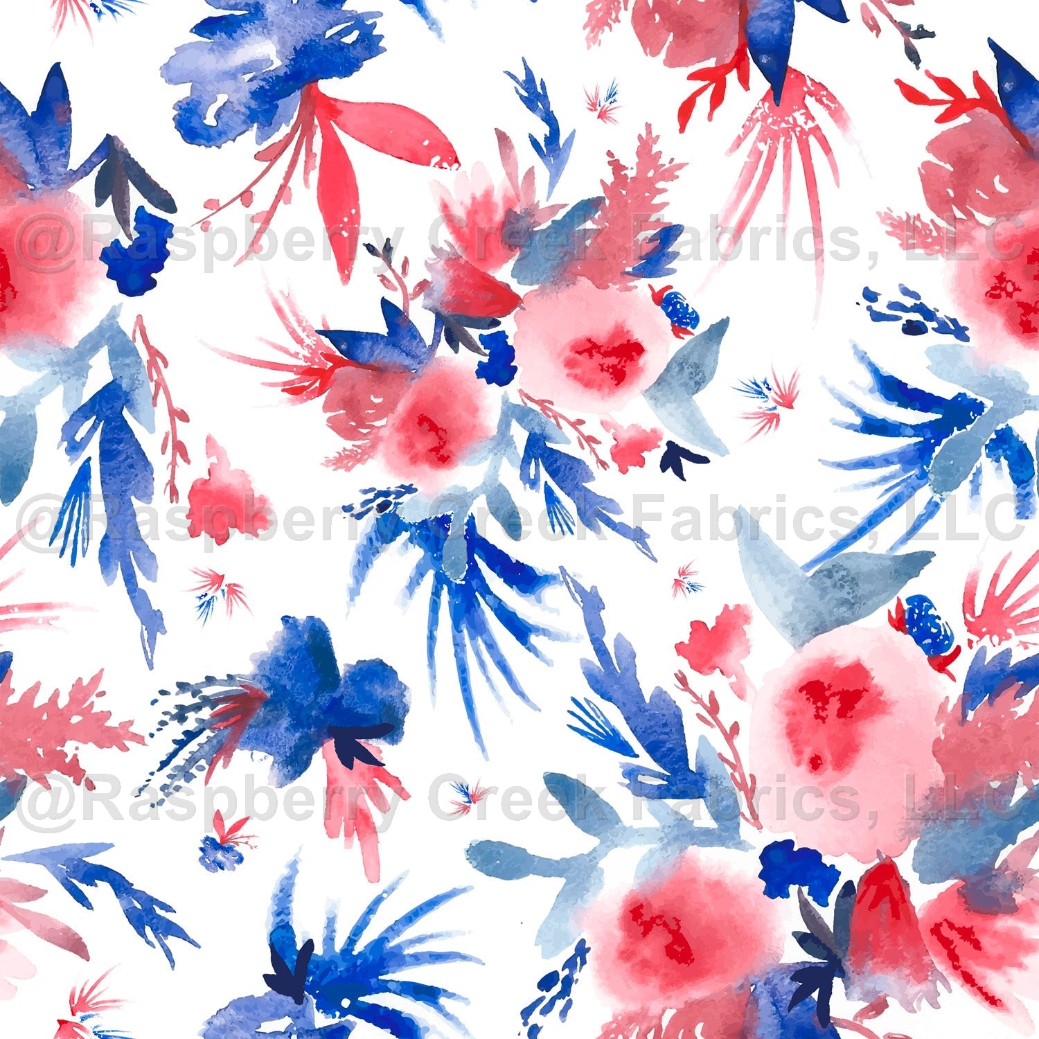 red white and blue floral fabric