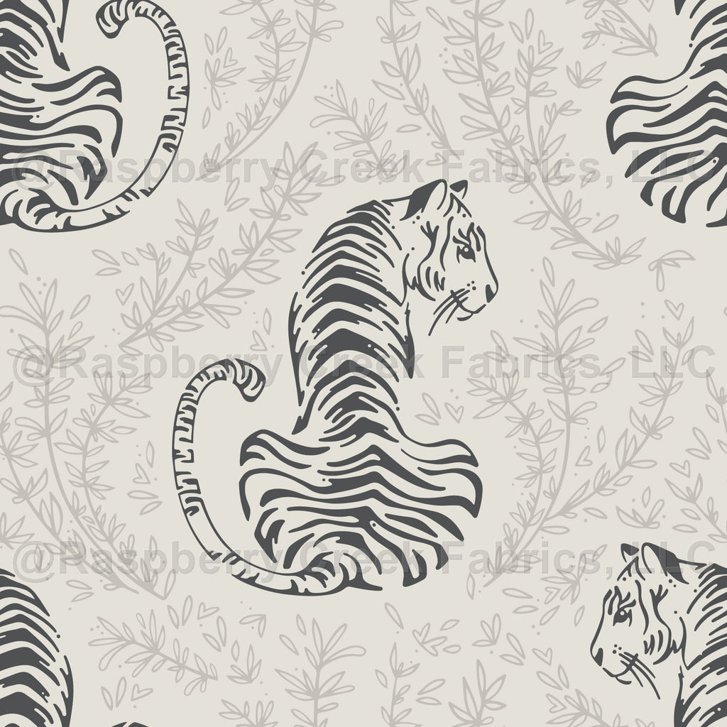 white tiger pattern fabric