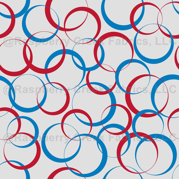 Saturn in Red and Blue - Orbits Collection - Raspberry Creek Fabrics