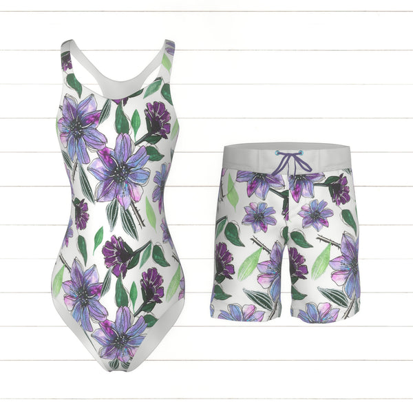 Rhapsody Clematis Flowers (White Background), blooms, clematis, floral ...