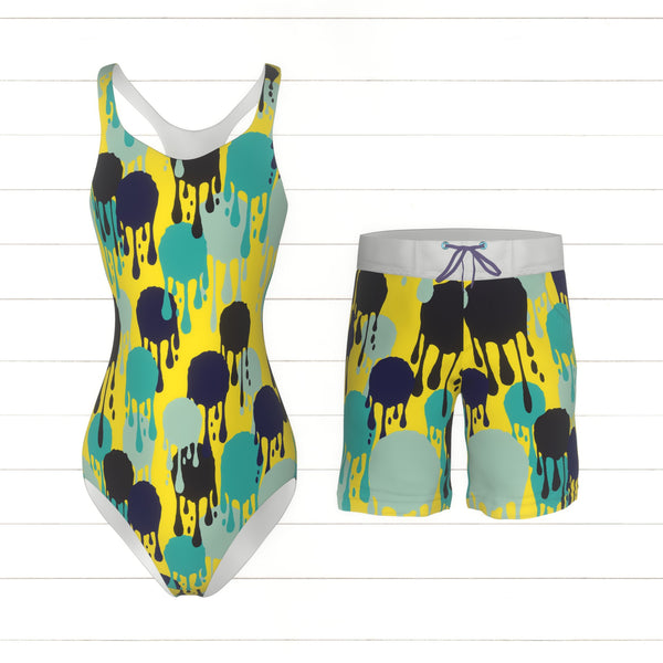 Navy, teal and blue graffiti - Raspberry Creek Fabrics