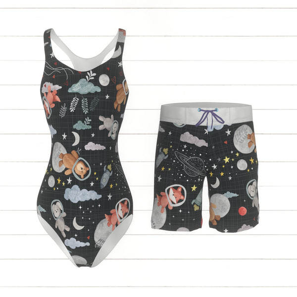 Cosmic Friends - dark steel blue | Cosmic Dreams - Raspberry Creek Fabrics