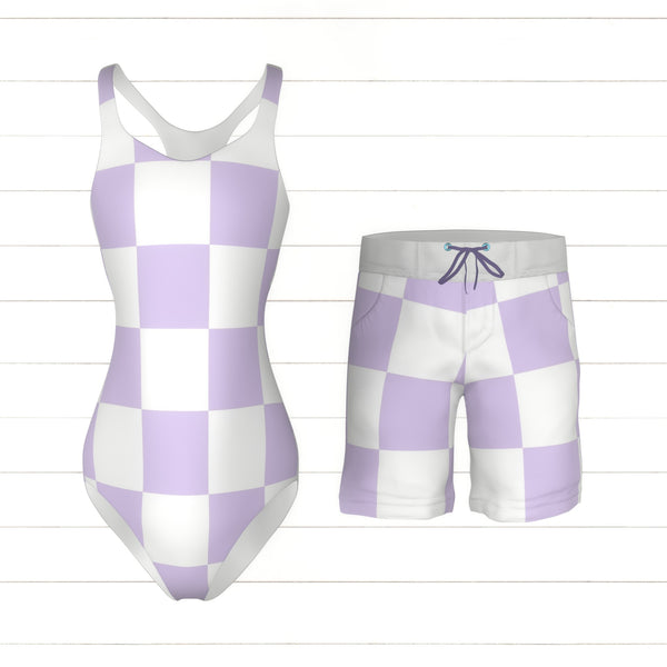 Pastel Purple Checkers - Raspberry Creek Fabrics