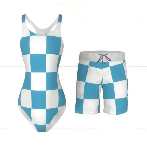 Checkers - Electric Blue - Raspberry Creek Fabrics