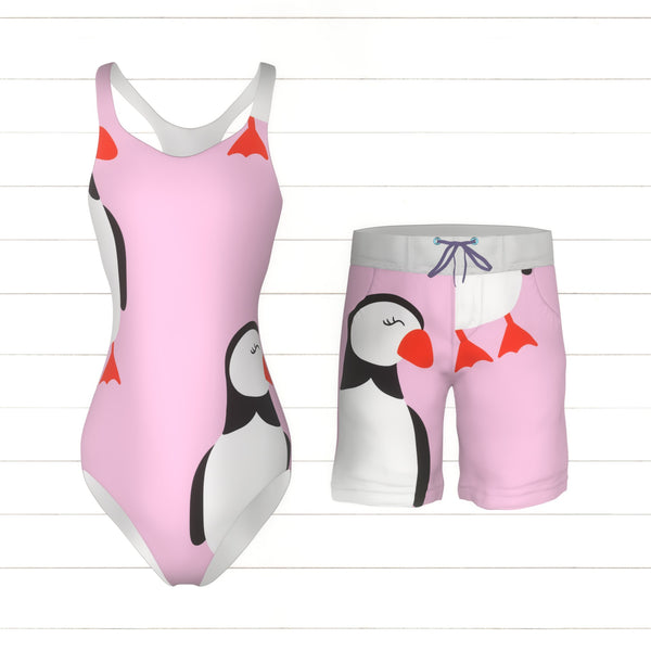 Puffins on Pink - Raspberry Creek Fabrics