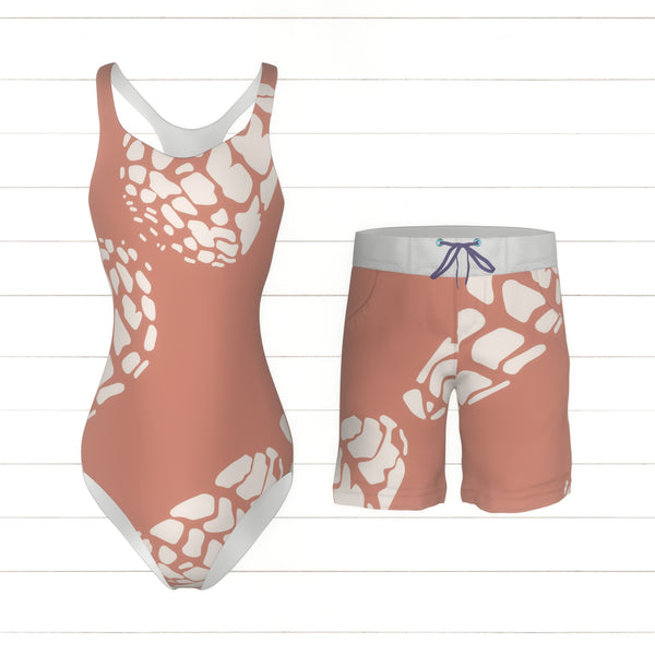 Diagonal Peach Beige Pink Hebrew Cone Shells - Raspberry Creek Fabrics