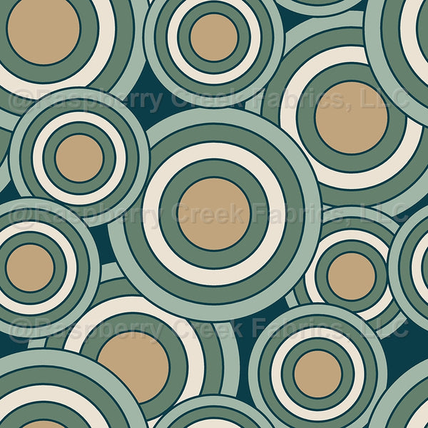 Geometric Overlapping Circles, Modern, Abstract, Teal, Sage Green, Oli ...