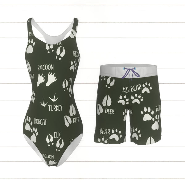 Woodland Animal Tracks, green - Raspberry Creek Fabrics