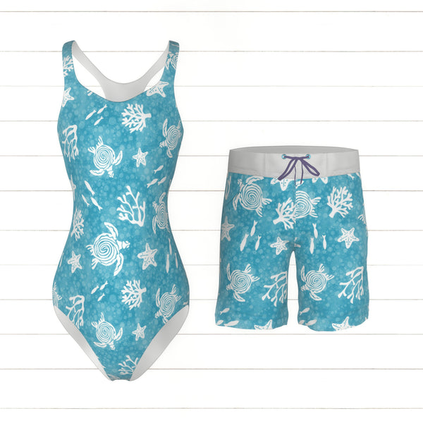 Sea Turtles on Mystic Blue - Raspberry Creek Fabrics