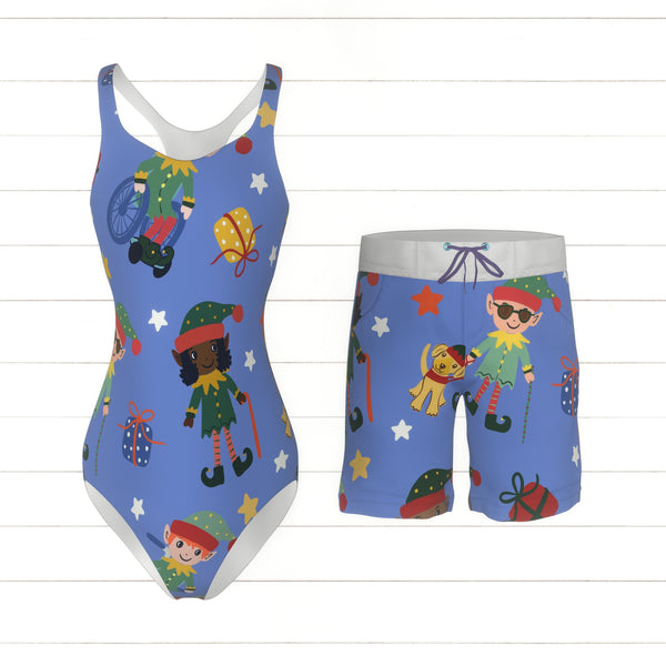 Inclusive elves | bright sky blue - Raspberry Creek Fabrics