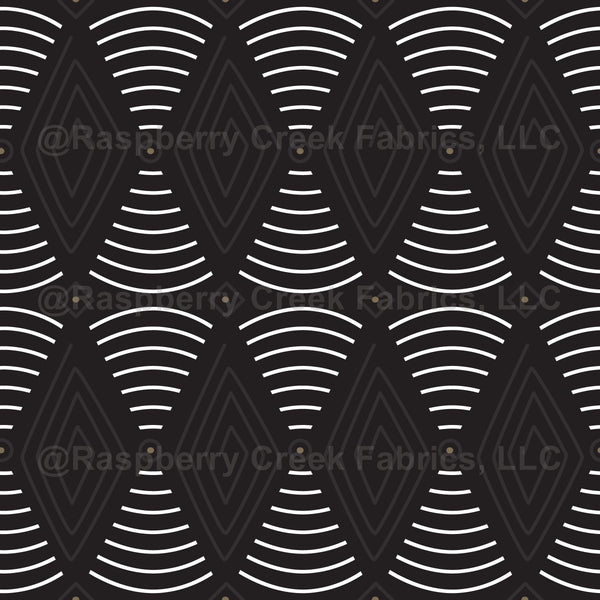 Modern African Geometric Black and White Wallpaper - Raspberry Creek Fabrics
