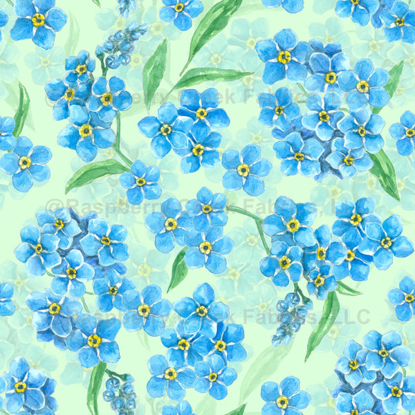 Forget me not watercolor flowers - Raspberry Creek Fabrics