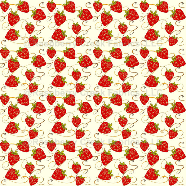 Fruit Collection: Red juicy strawberries on rich cream color with band ...