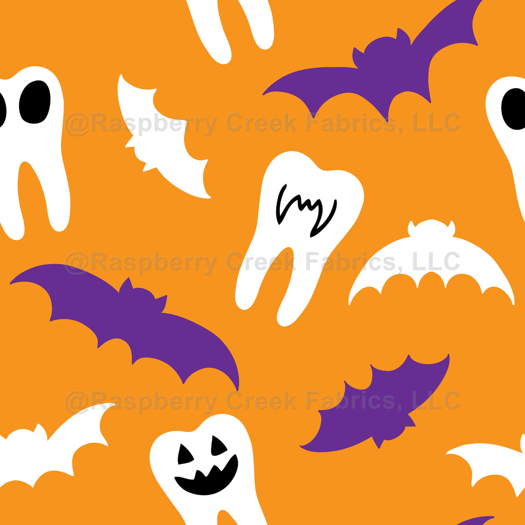 Halloween Teeth - Orange - Raspberry Creek Fabrics
