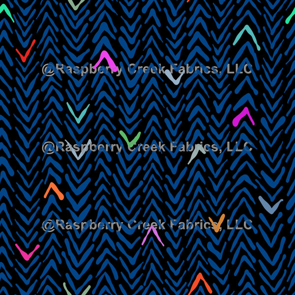 fun herringbone arrows ocean blue - Raspberry Creek Fabrics