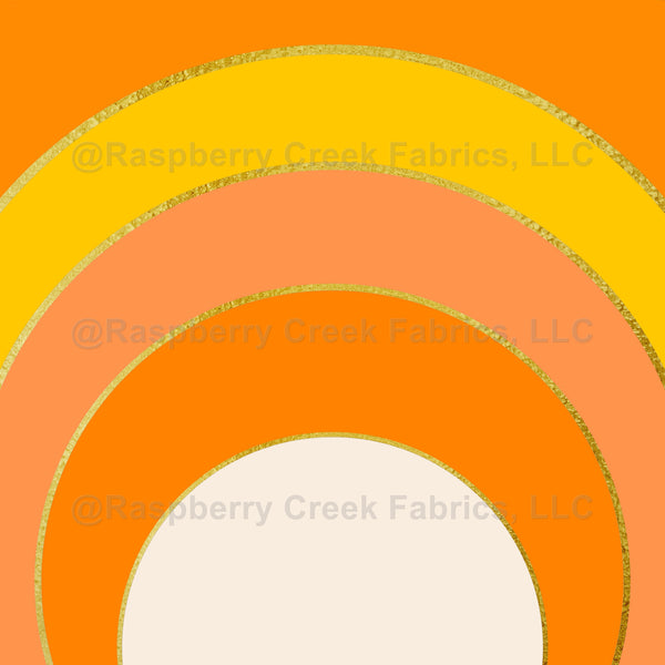 Orange 70's retro geometric fish scale pattern - Raspberry Creek Fabrics