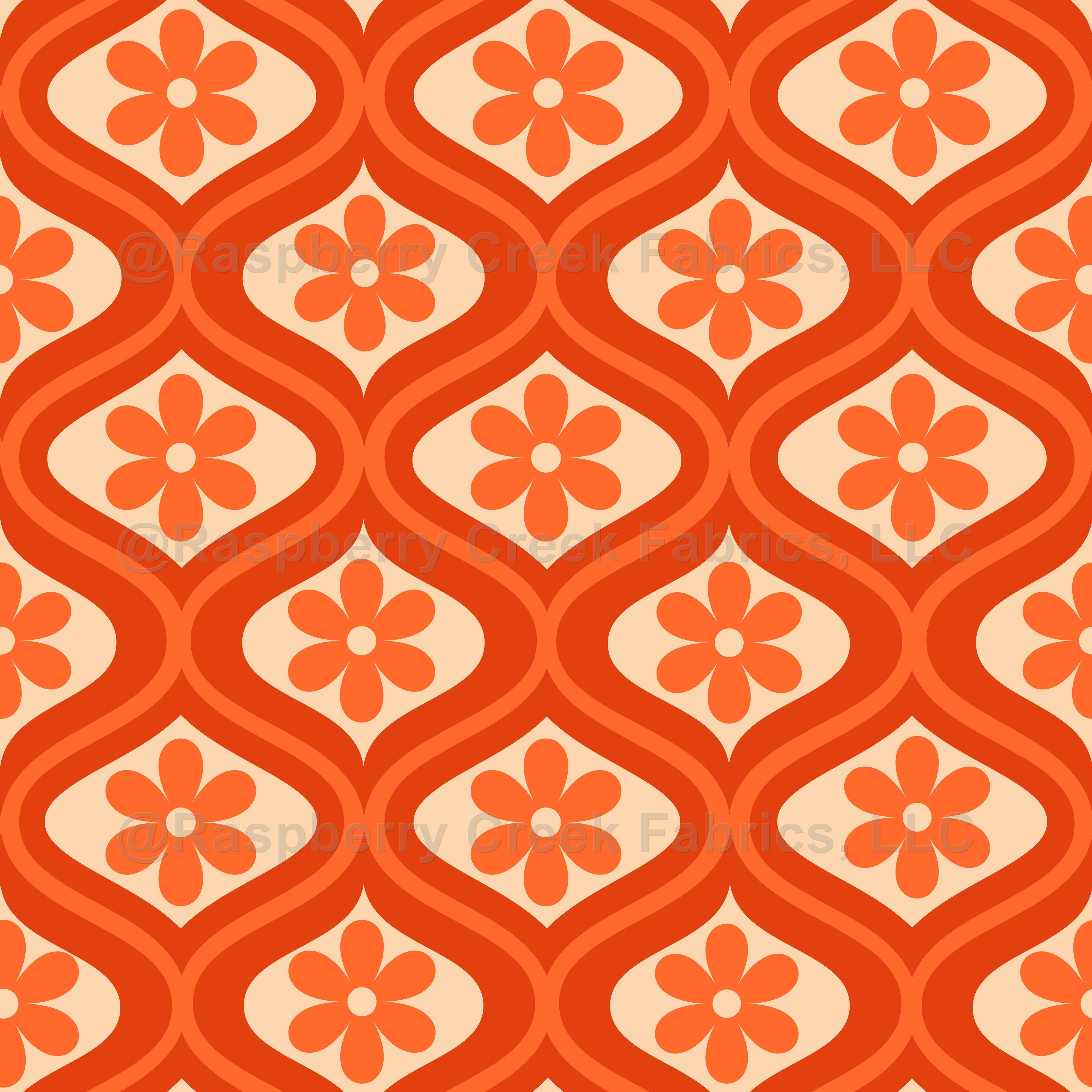70s orange flower pattern