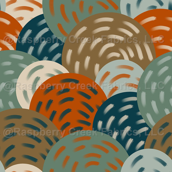 Overlapping Circles with Brush Strokes, Olive, Sage, Green, Dark Teal ...