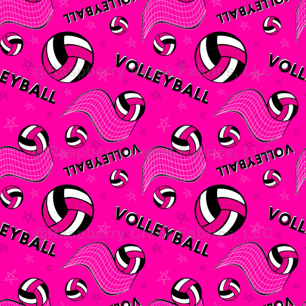 Hot pink volleyball sports collection - Raspberry Creek Fabrics